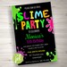 Editable Slime Party Invite Template Neon Slime Party - Etsy