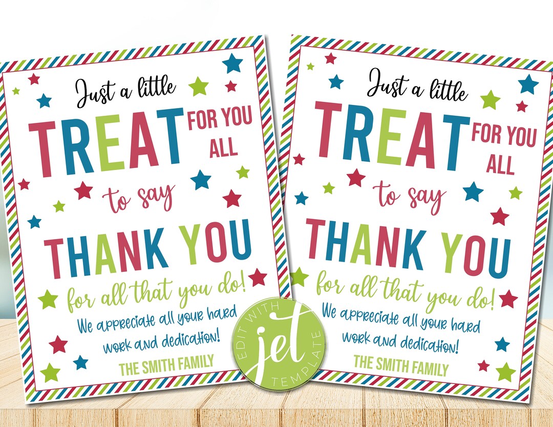 Editable Treat Sign, Employee Appreciation, Company Staff, Corporate ...