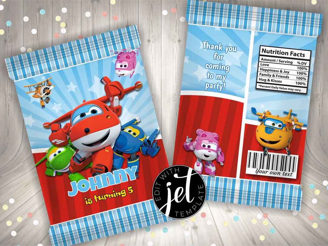 Editable Airplanes Chip Bag Planes Favor Bag Party Favor - Etsy