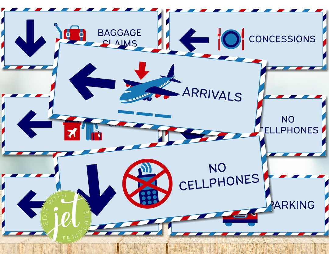 Editable Airport Printable Signs, Airplane, Airplane Birthday Decor ...
