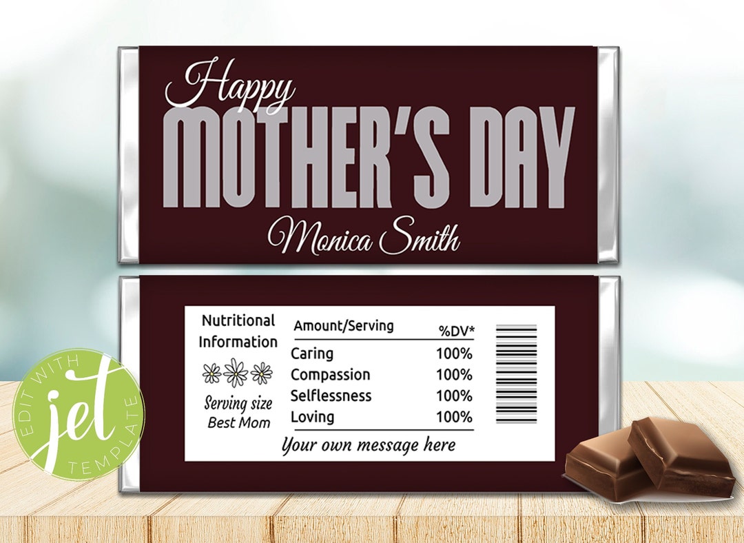 Editable Feliz Día de la MADRE Descargar Candy Bar Wrappers Imprimible ...