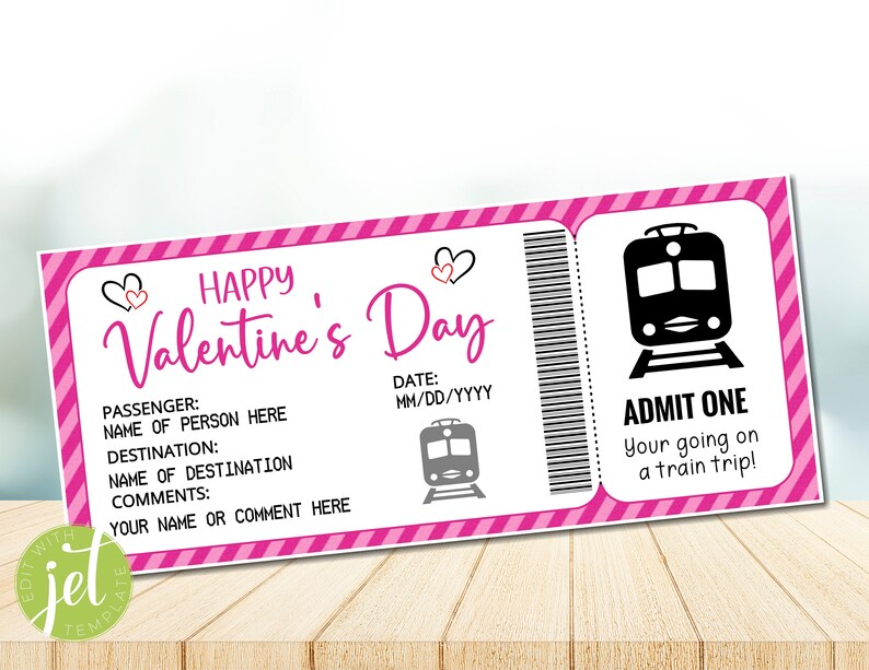Editable Valentine's Day Train Ticket Boarding Pass - Etsy