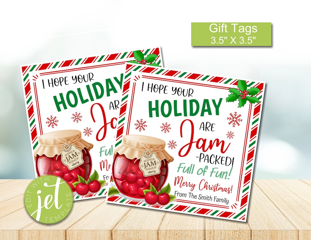 Editable Christmas Jam Gift Tag Jam Packed With Fun Holiday - Etsy