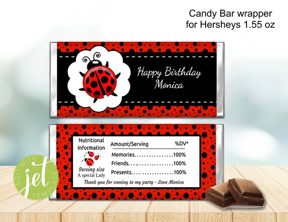 Editable Happy Birthday Candy Wrapper Hershey Wrapper | Etsy