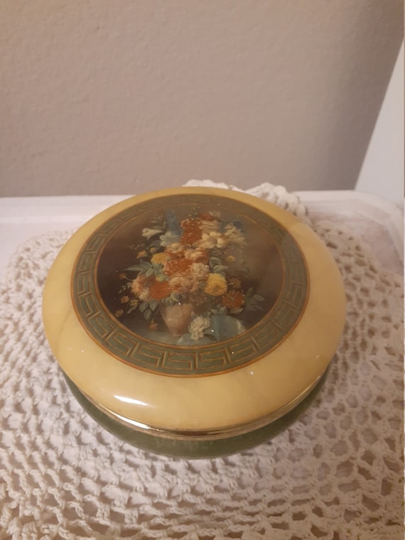 Large Vintage Italian Genuine Hand Carved Round Alabaster | Etsy