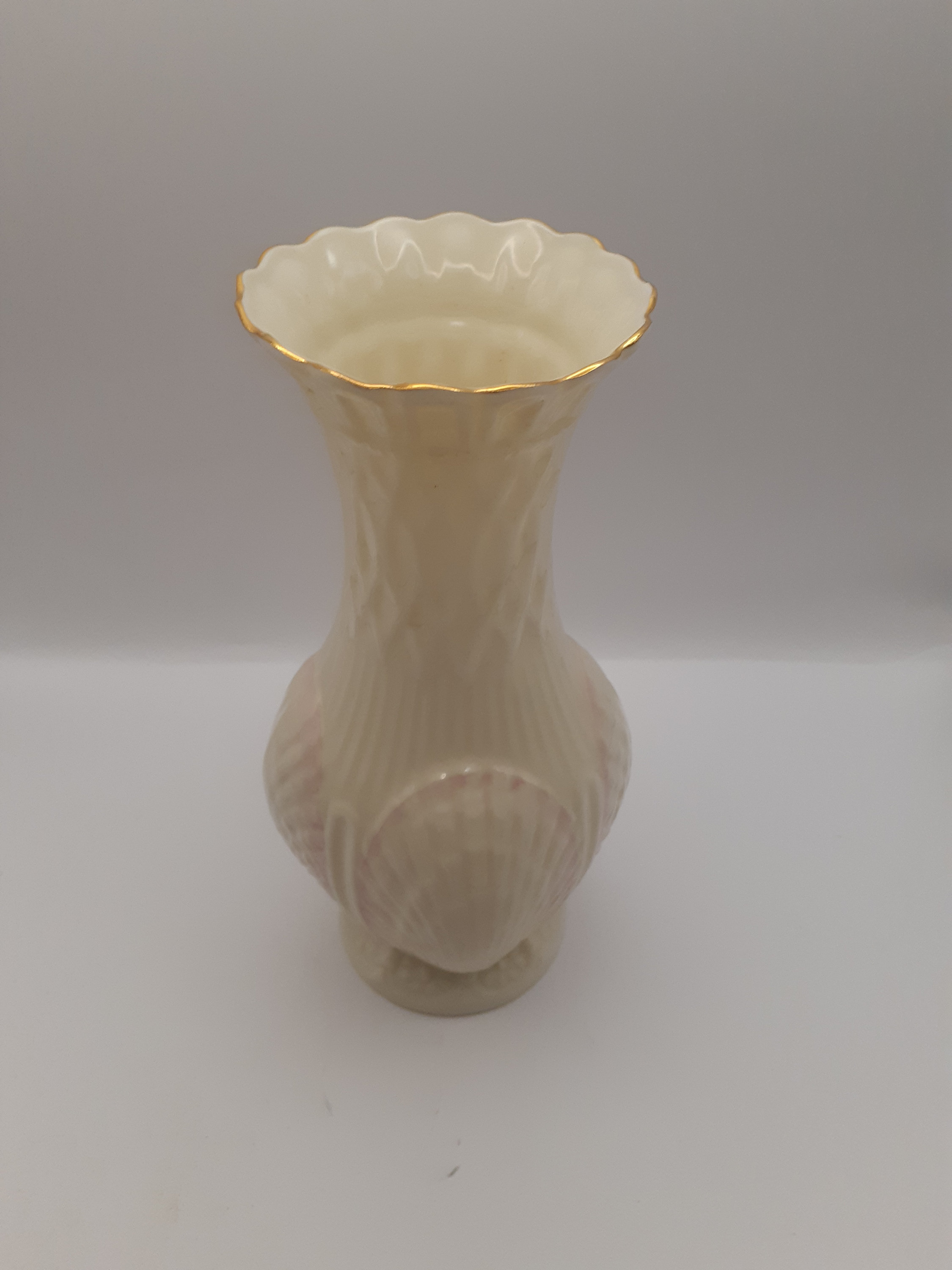 Belleek Vase Pink Shell Design Coastal Gold Trim 7th Gold Mark - Etsy