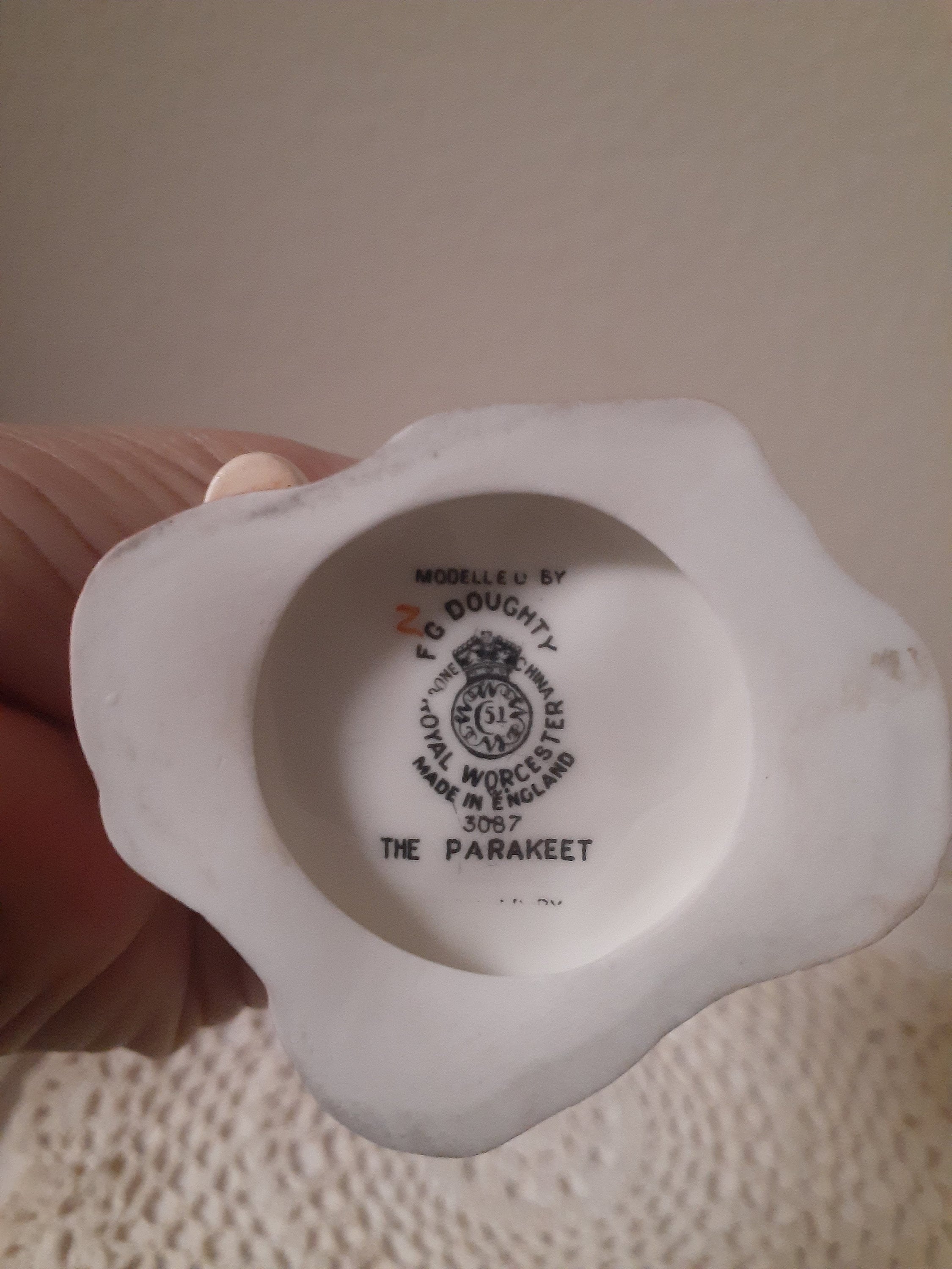 1951 Royal Worcester Bone China Figurine "the Parakeet" 3087 by Freda ...