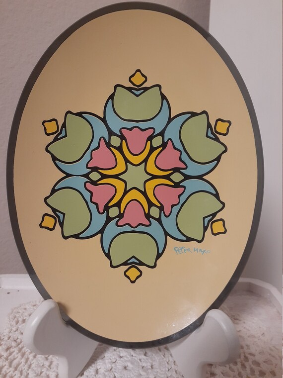 Vintage 1960 Peter Max Pop Art Smoked Glass Oval Plate - Etsy