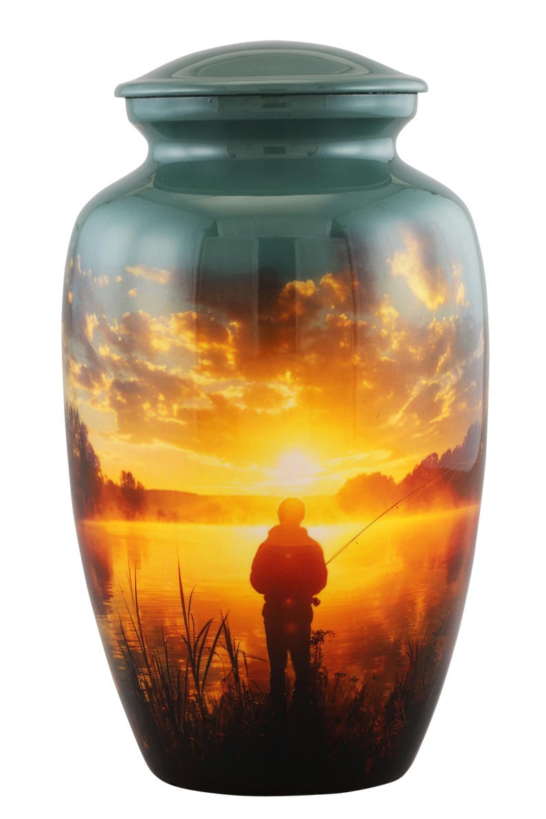 Handmade Aluminum Fishing Cremation Urn for Ashes | Adult Funeral Urn ...