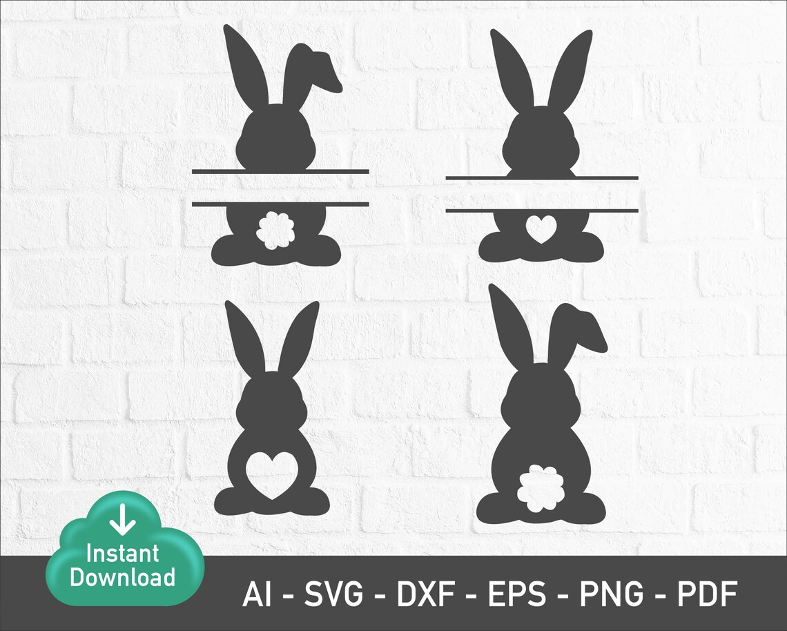 Monograma de conejo SVG svg conejo silueta de conejo | Etsy