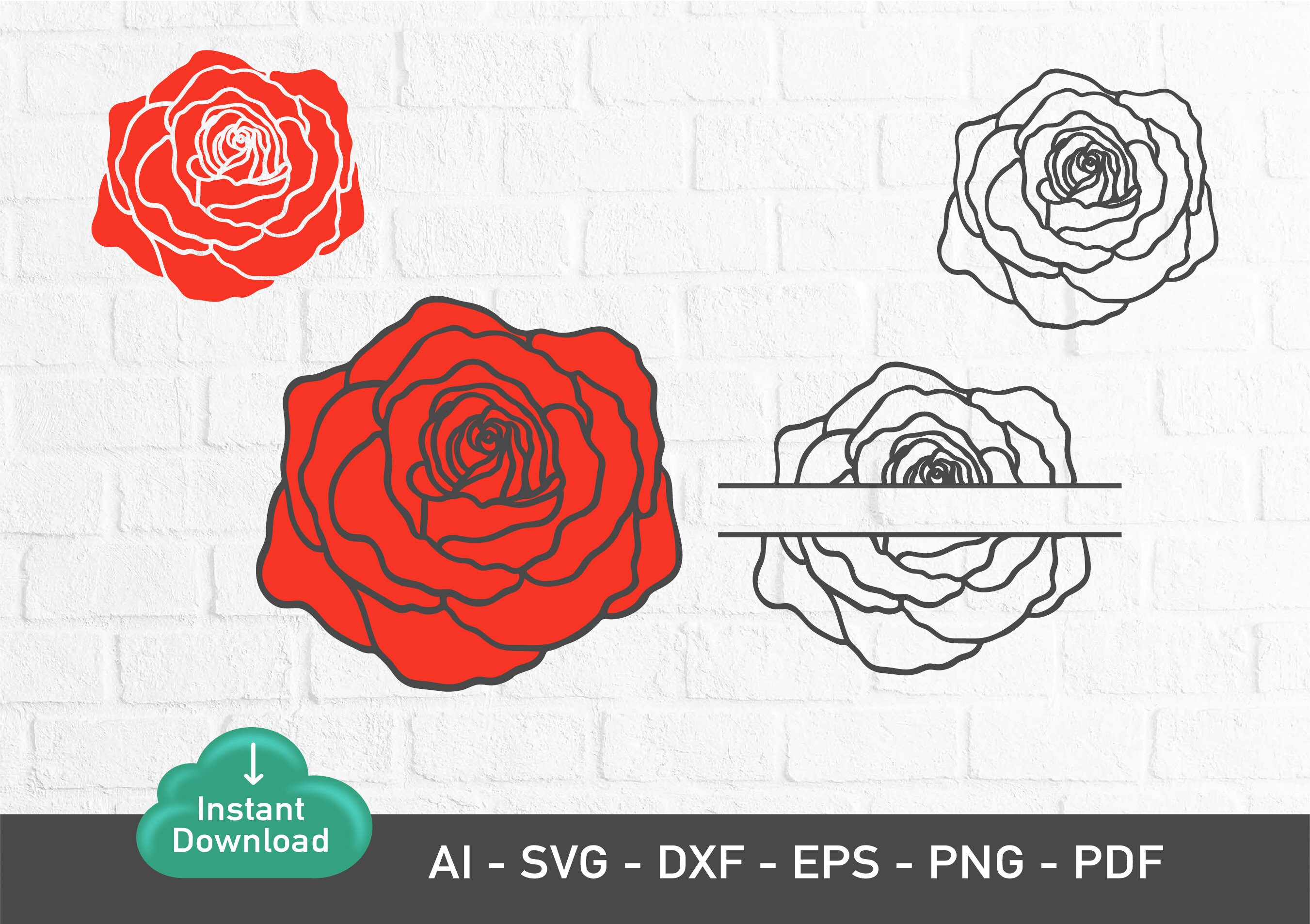 Simple Rose SVG Rose Monogram svg Rose for stickers svg | Etsy