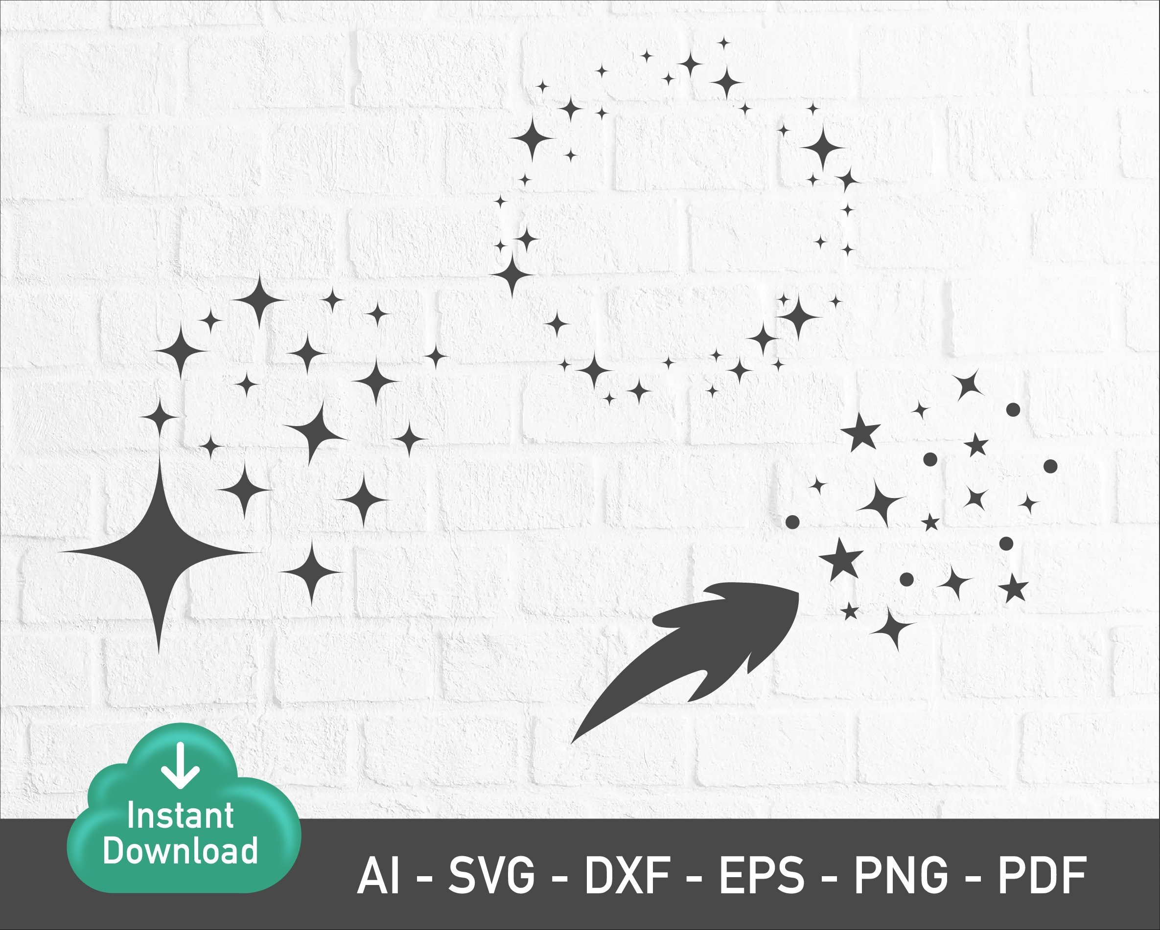 Twinkling Stars SVG Cut File Shimmer Sparkle Four Pointed | Etsy