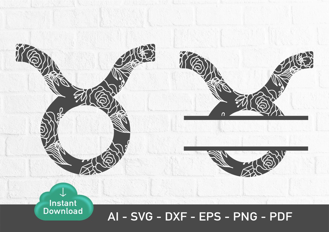 Floral Taurus SVG Floral Taurus svg Taurus Monogram | Etsy