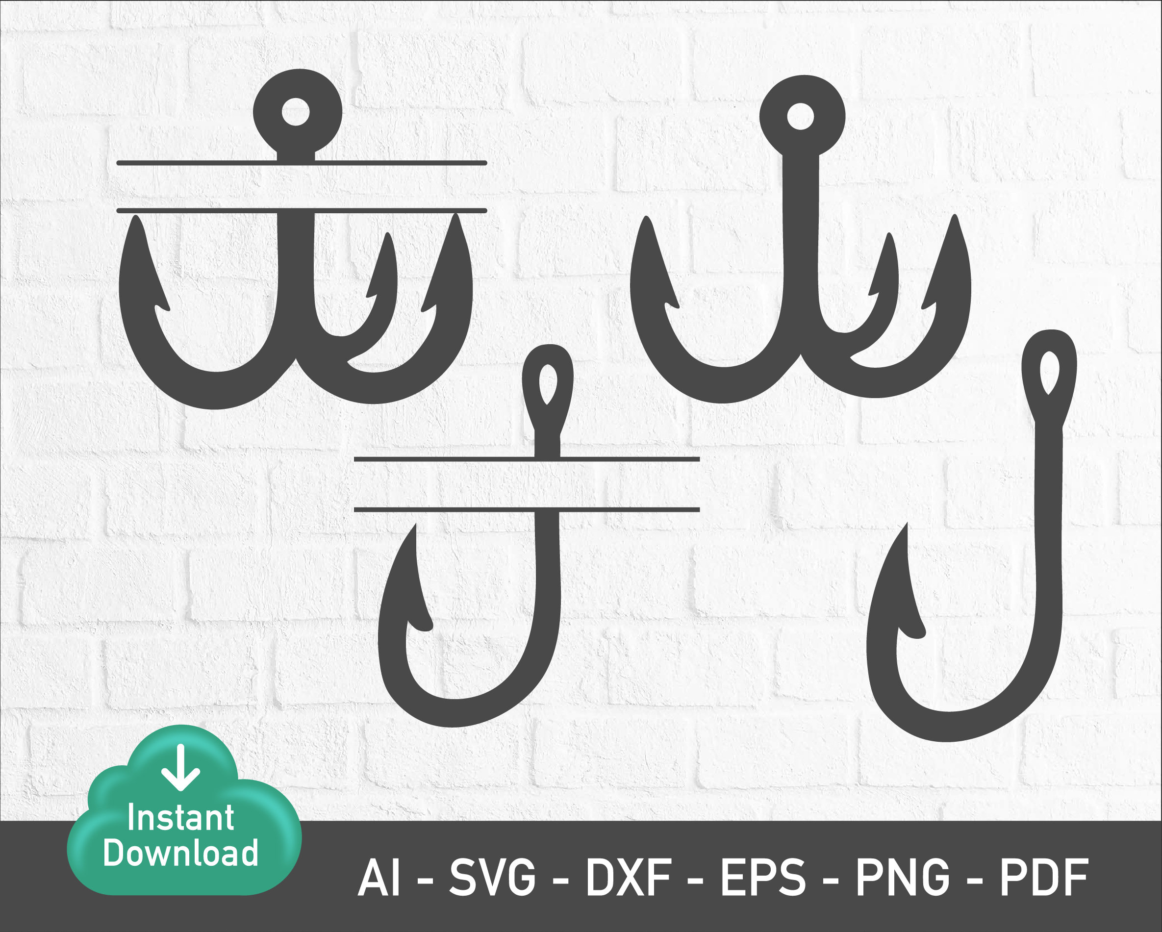 Fish Hook SVGFish monogram svg Fishing SVG Fishing Hook | Etsy