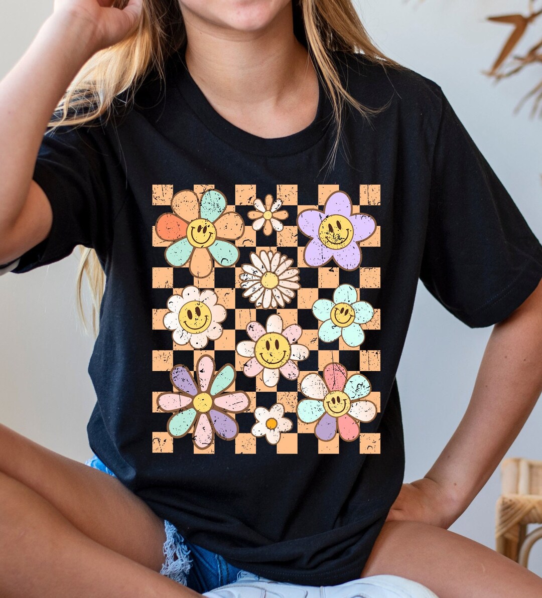 Smile Face Shirt, Retro Smile Face Tshirt, Colorful Smiley Face Shirt ...