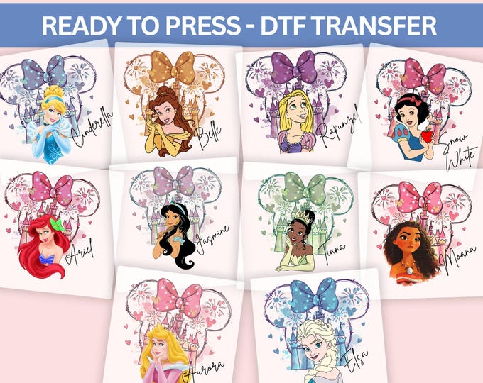 Disney Princesses DTF Transfers, Matching Princesses Ready to Press ...