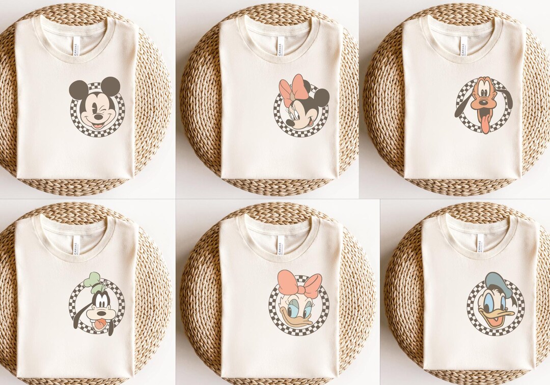 Retro Disney Pocket Size Print Shirts, Mickey Checkered Shirt, Family ...