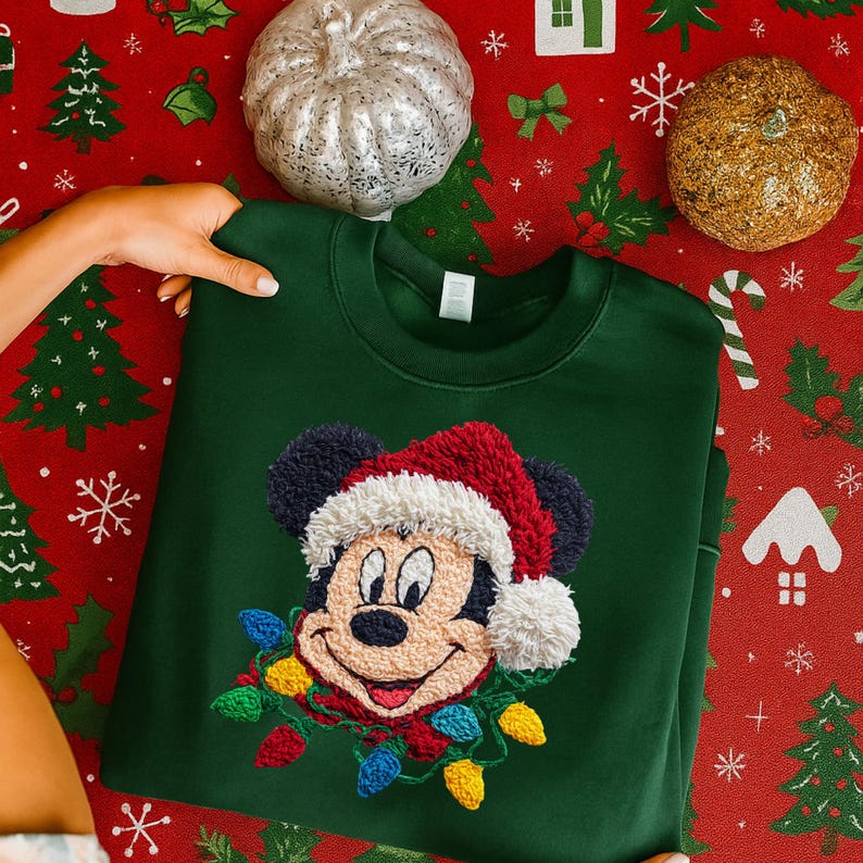 Faux Yarn Mickey or Minnie Friends Christmas Sweatshirt, Knit Look ...