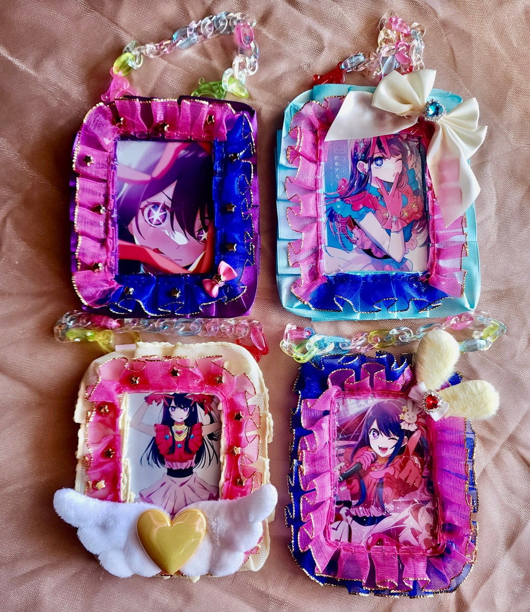 OSHI NO KO Idol Inspired Decorated Toploader With Lobster Clasp Chain ...