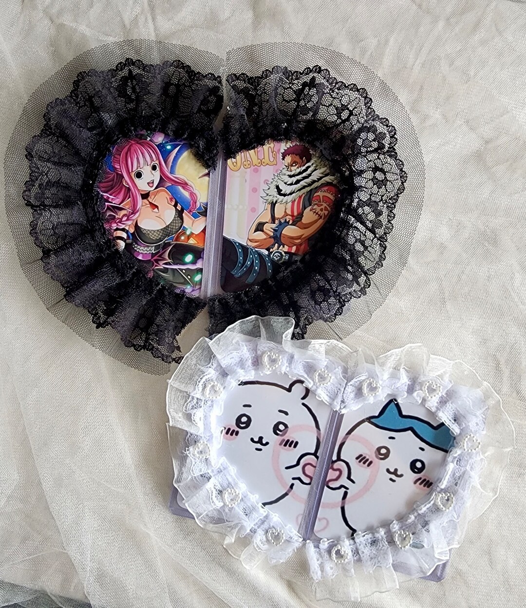 Simple Lace Deco Toploader Set of 2 With Ball Chain Black/white - Etsy