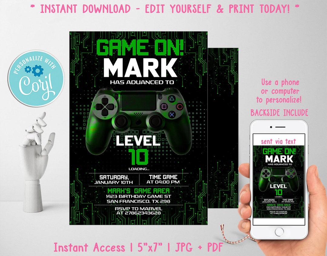 Video Game Invitation, Gamer Party Invite, Video Game Birthday Invite ...