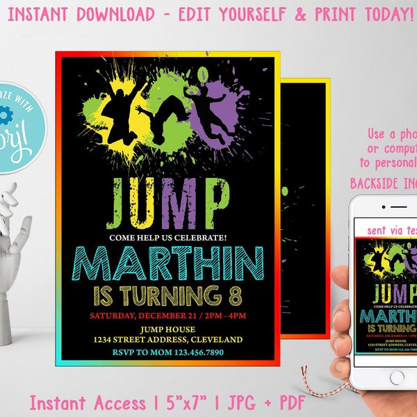 Sky Zone Birthday Invitation - Etsy