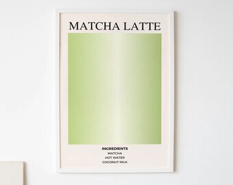 Matcha Latte Poster Japanese Tea Coffee Print Vintage Retro Beverage ...