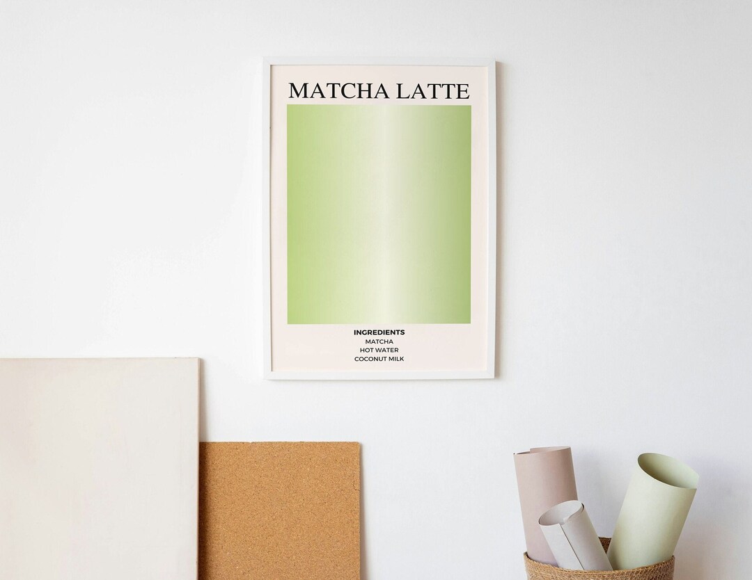 Matcha Latte Minimalist Poster | Tea Coffee Print | Retro Beverage ...
