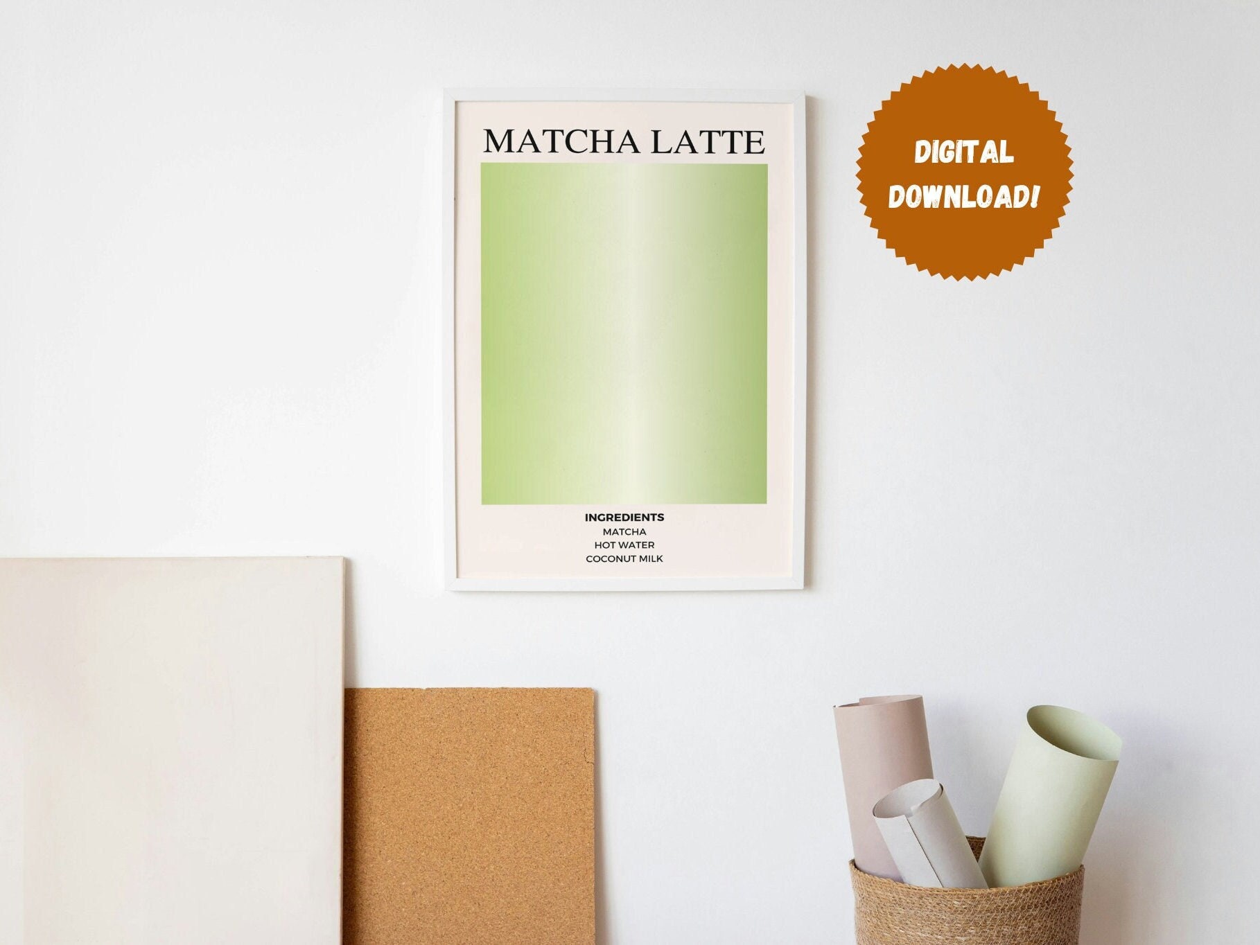 Matcha Latte Minimalist Poster Japanese Tea Coffee Print Vintage Retro ...