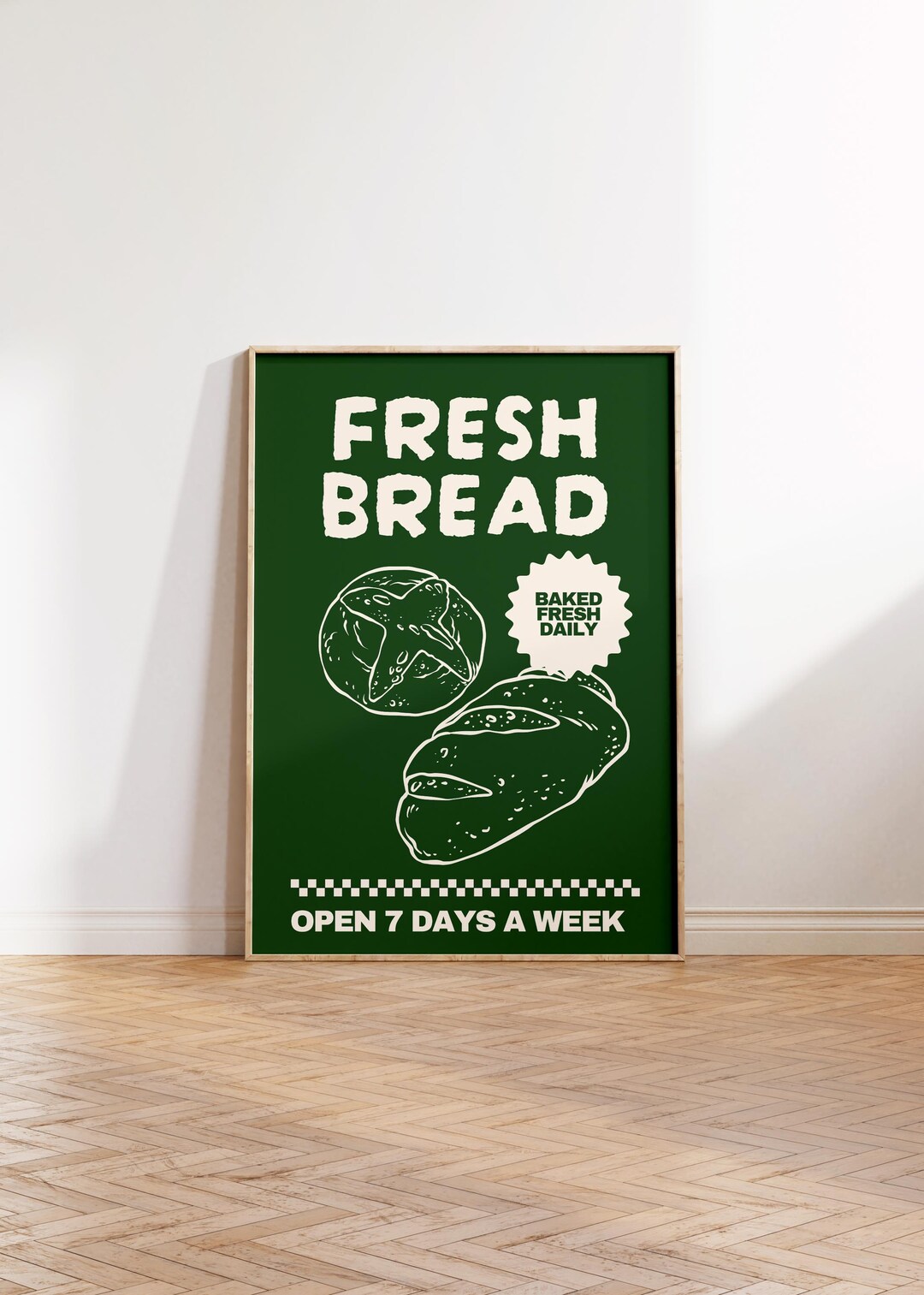 Fresh Bread Poster, Baker Wall Art, Retro Kitchen Print, Vintage Bakery ...