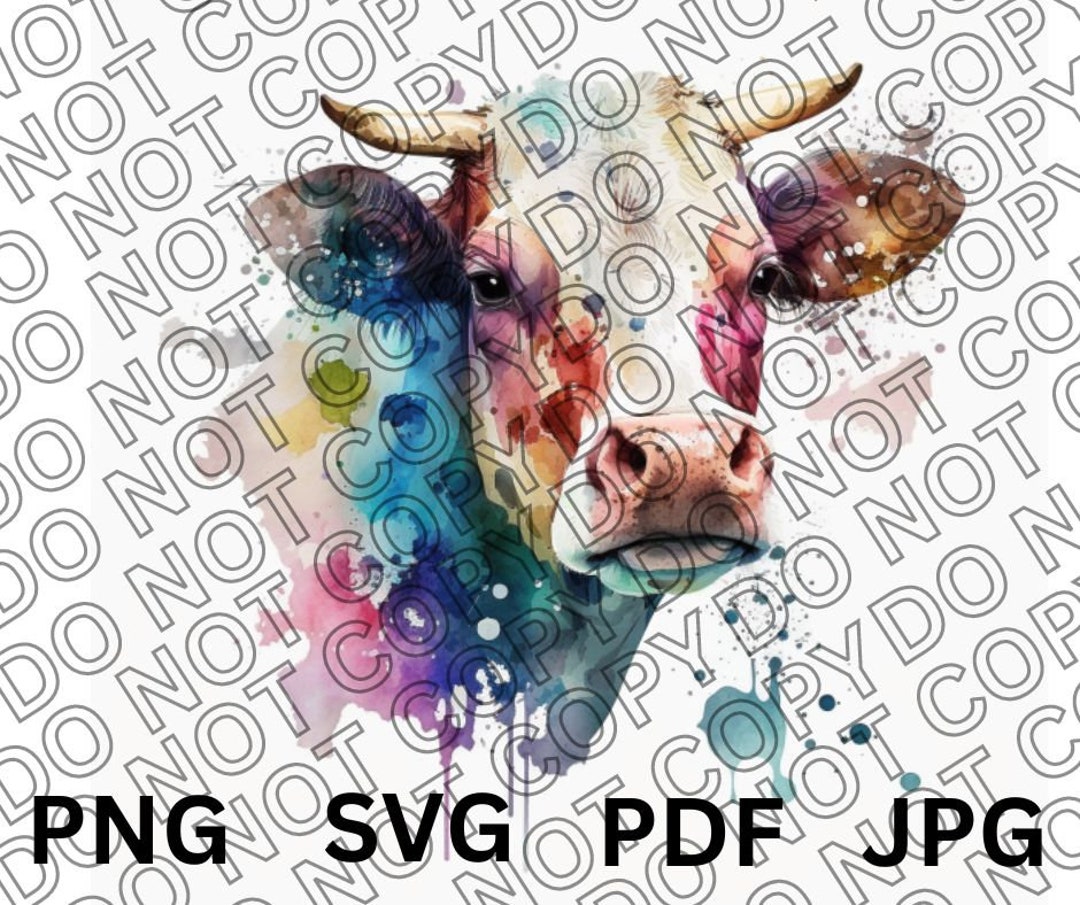 Watercolor Cow Head Number 3 - Etsy