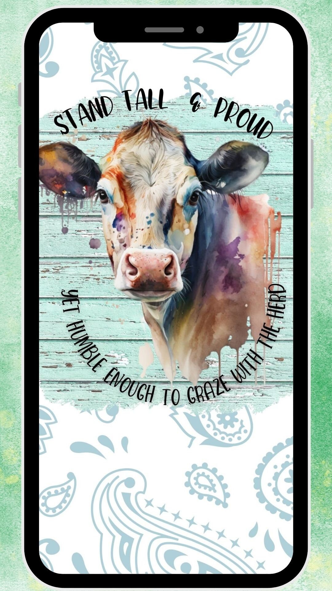 Stand Tall Cow Western Phone Wallpaper,positive Quote,cow Wallpaper ...