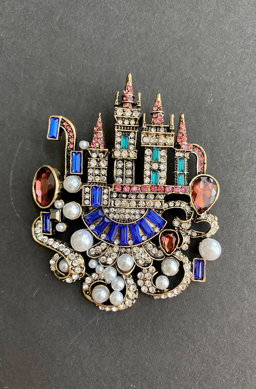 Eye Catching Castle Brooch Dazzling Crystal Castle Pin Gifts - Etsy