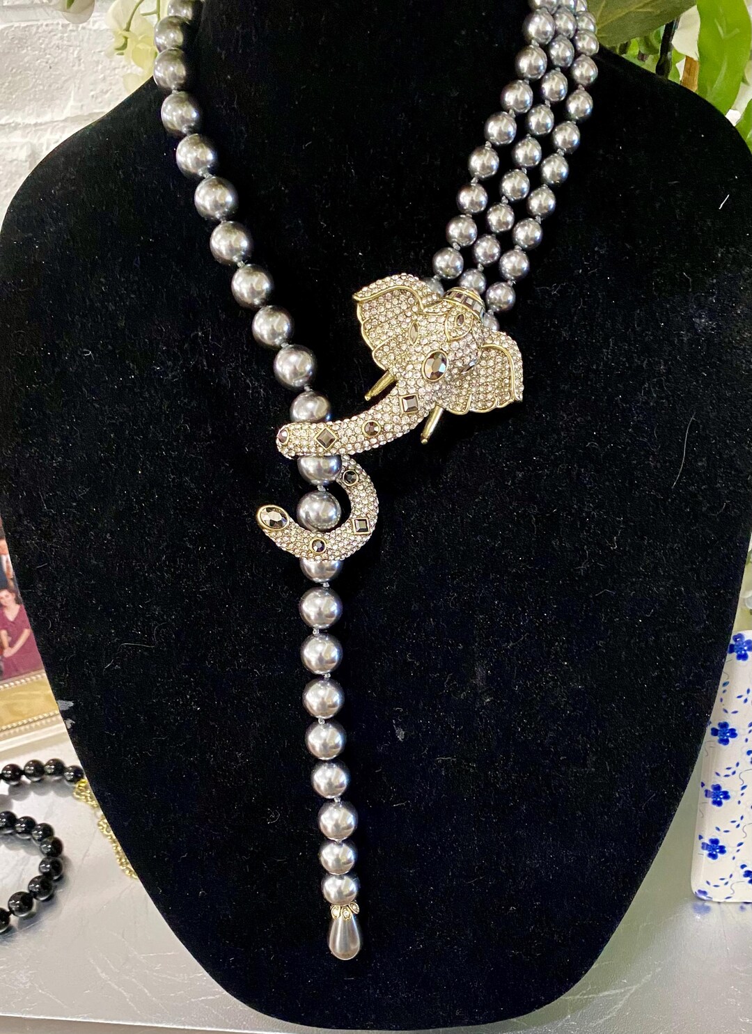 Heidi Daus Raveshing Wrap Ture Elephant Necklace With Matching Earrings ...