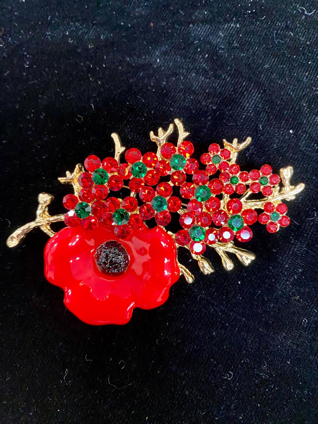 Heidi Daus Red Floral Pin Brooch - Etsy