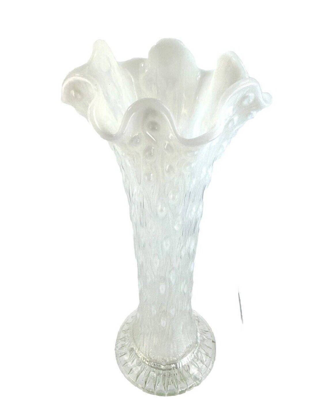 Northwood Opalescent Glass Tree Trunk White Swung Funeral Vase Circa ...