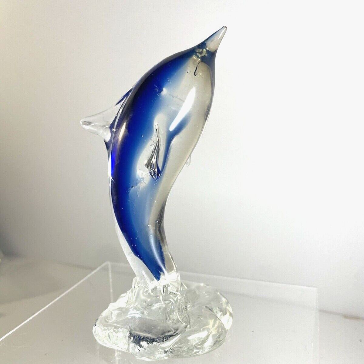 Blue Murano Glass Dolphin on Wave 6in Figure - Etsy