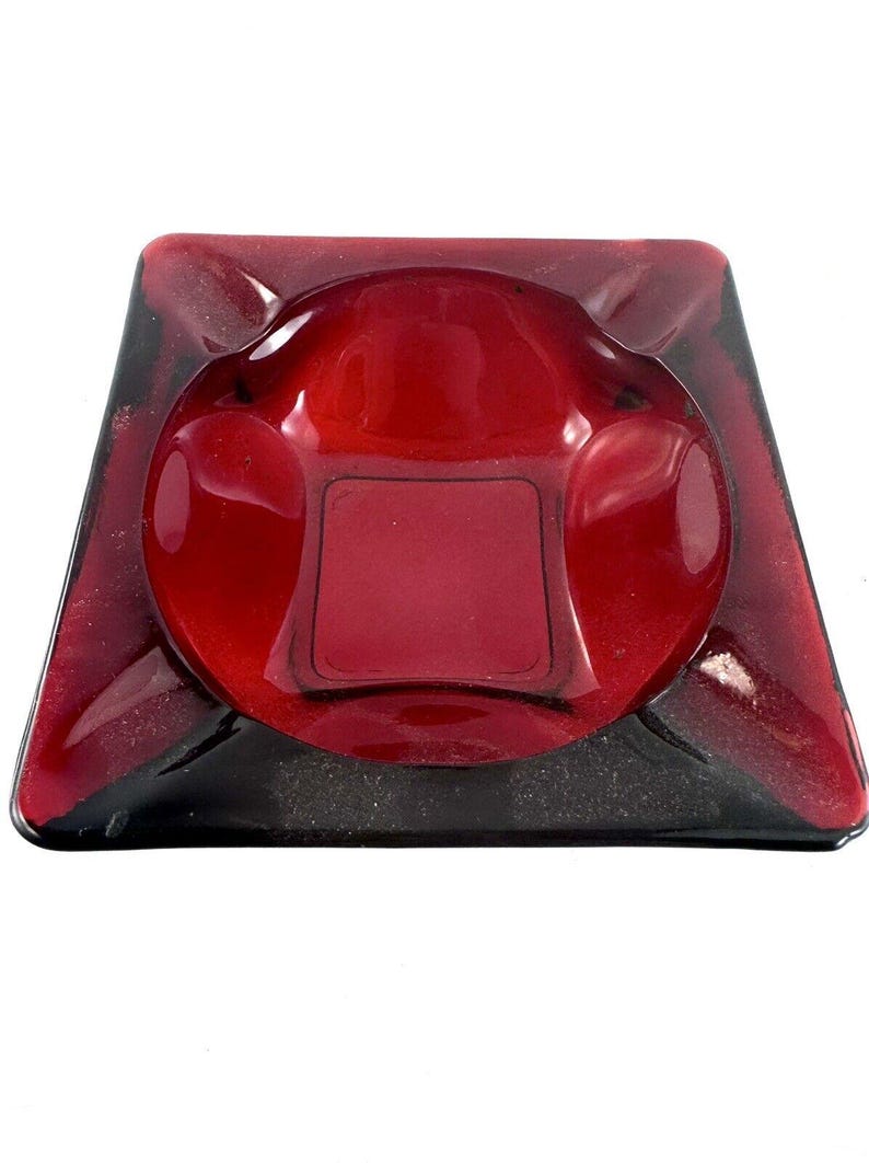Anchor Hocking Ruby Red Ashtray Glass Royal Square 3 1/2 Vintage - Etsy