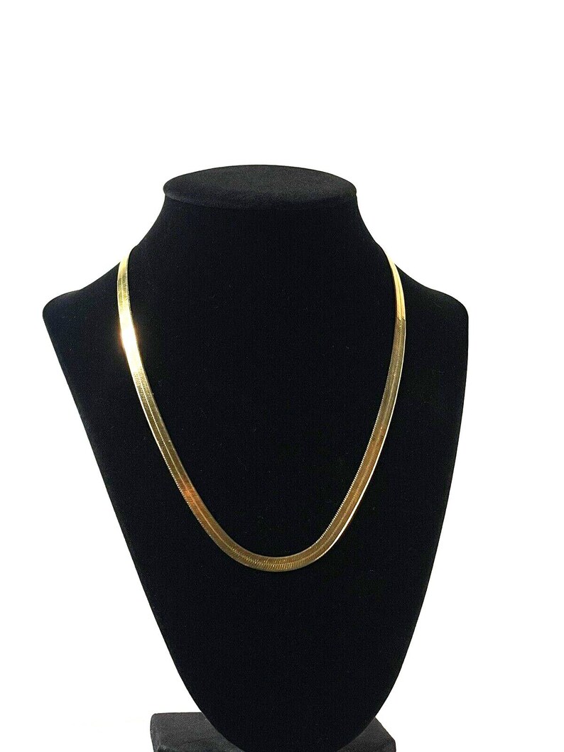 Sterling Silver Gold Tone Herringbone Chain Link Necklace 18" - Etsy