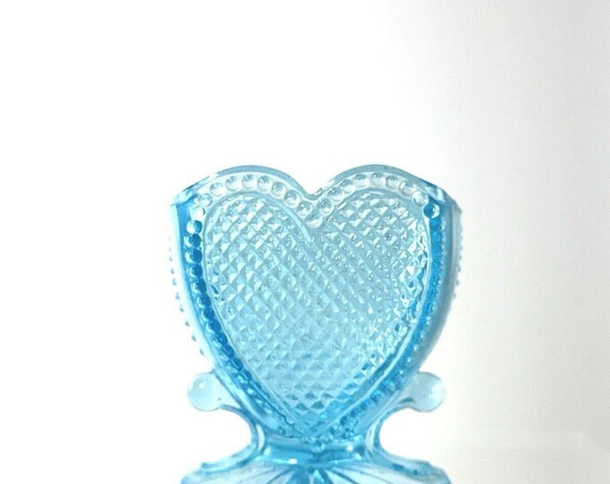 Vtg Boyd Uranium Glass Toothpick Holder Tiffany Blue Heart Shaped ...