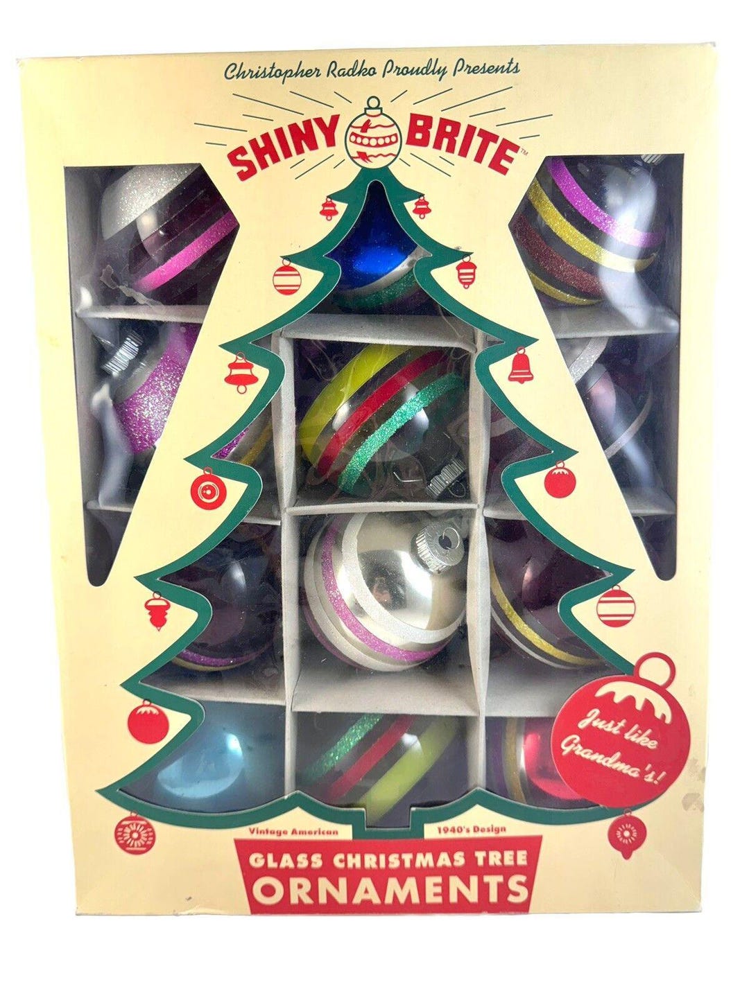 12 Christopher Radko Shiny Brite Christmas Mercury Lrg Glass Ornaments ...