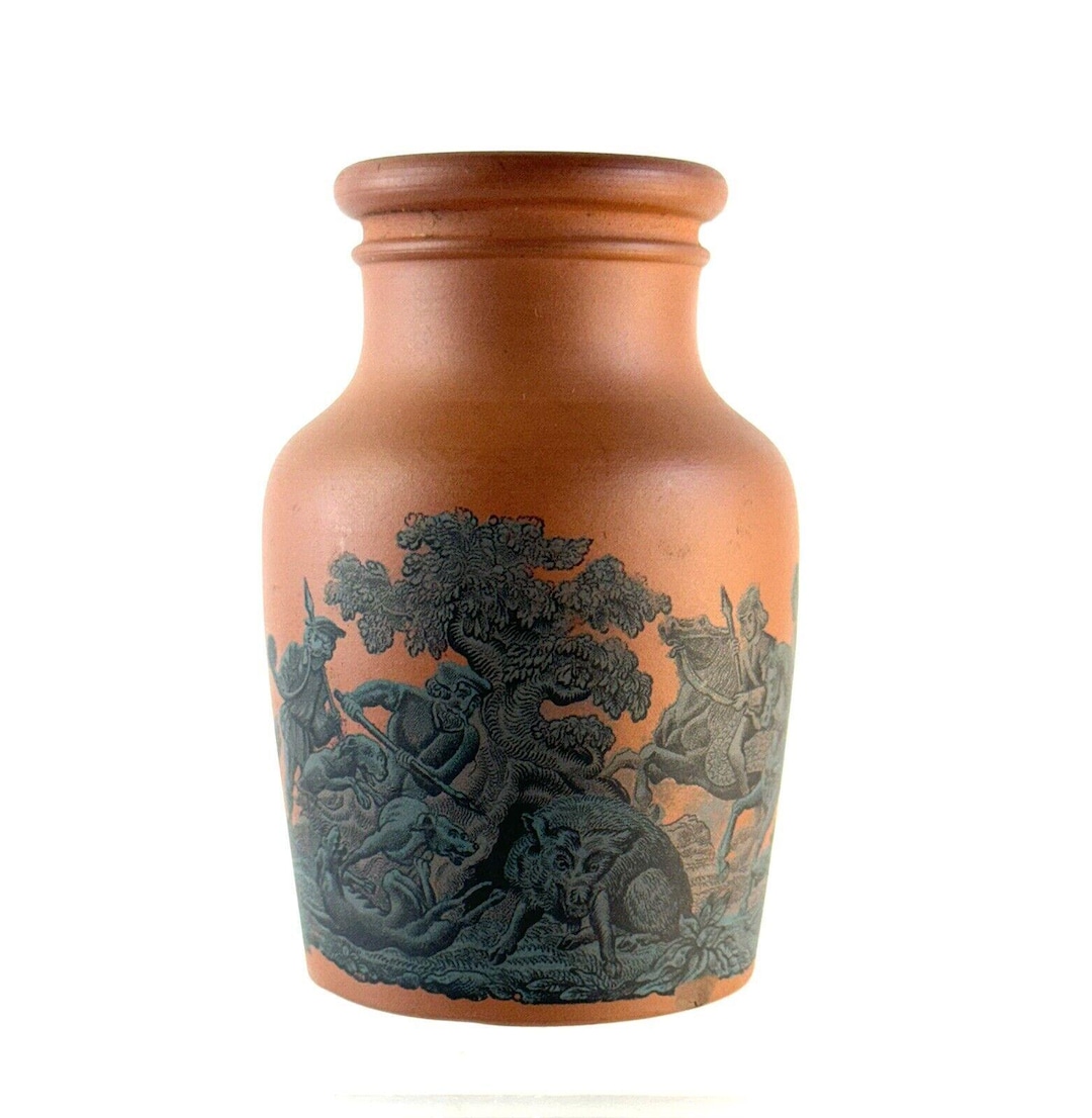 Rare Antique Prattware Meat Jar: the Boar Hunt Terracotta Display Jar ...