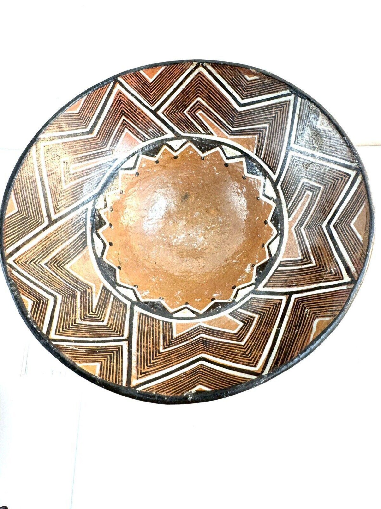 Vtg Canelos Quichua Indian Pottery Drinking Bowl Polychrome Mucawa ...