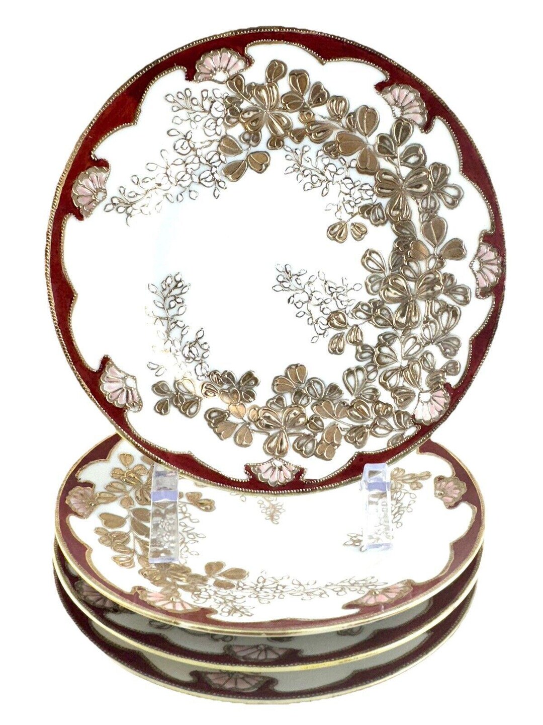 Antique Nippon Plates Set of 4 Hand Painted Japan Moriage Gold Gilt ...