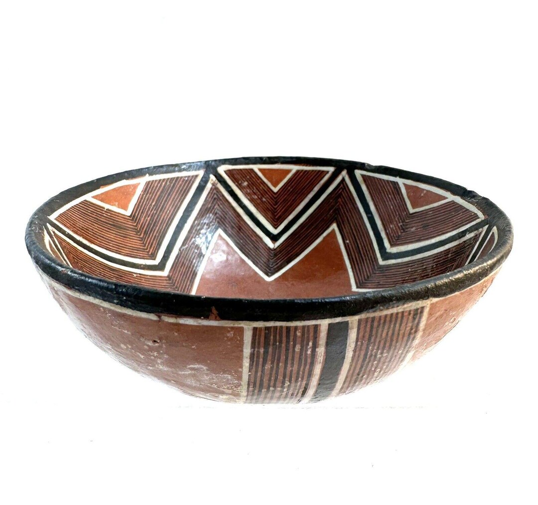 Ecuador Quichua Indian Polychrome Pottery Drinking Bowl Hand Made ...