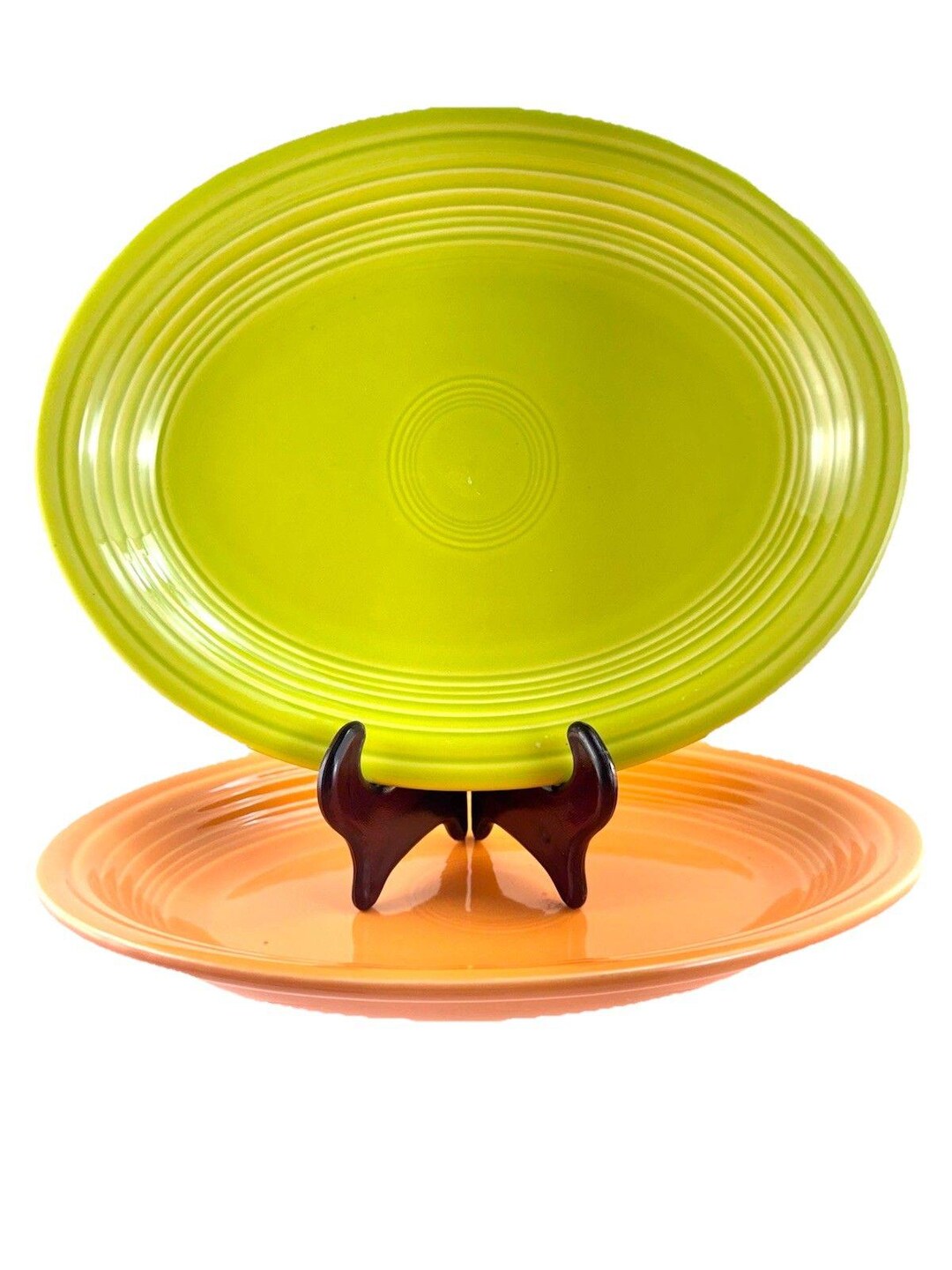 Set of 2 Fiesta Ware Serving Platters Orange Green 11 Inch Large Oval ...