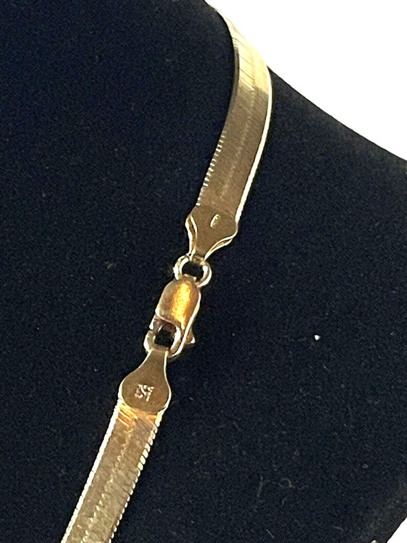 Sterling Silver Gold Tone Herringbone Chain Link Necklace 18" - Etsy