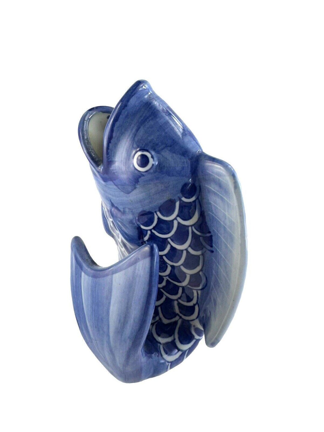 Antique Asian Vase Blue and White Bionic Porcelain Fish Koi Luck ...