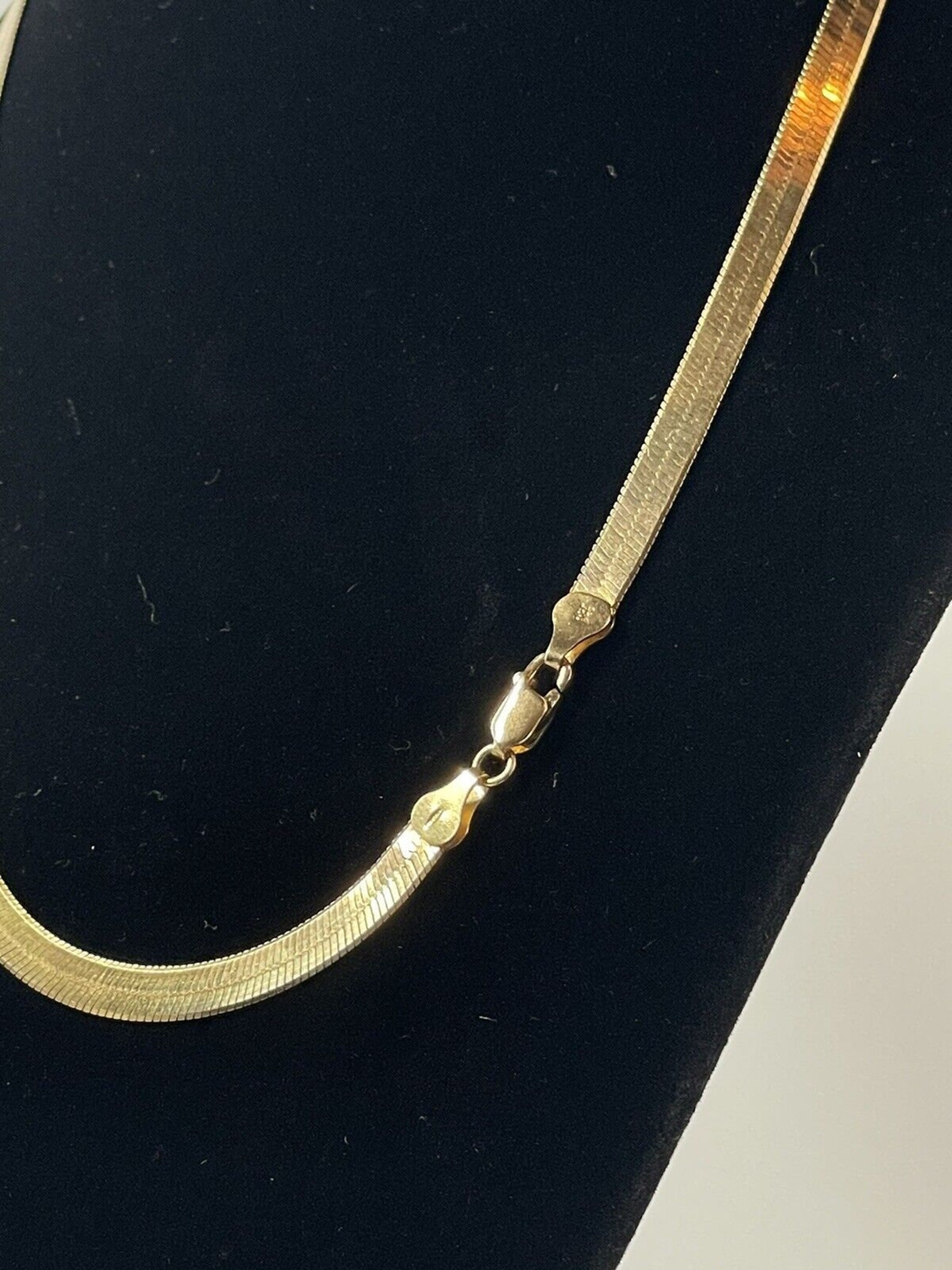 Sterling Silver Gold Tone Herringbone Chain Link Necklace 18" - Etsy
