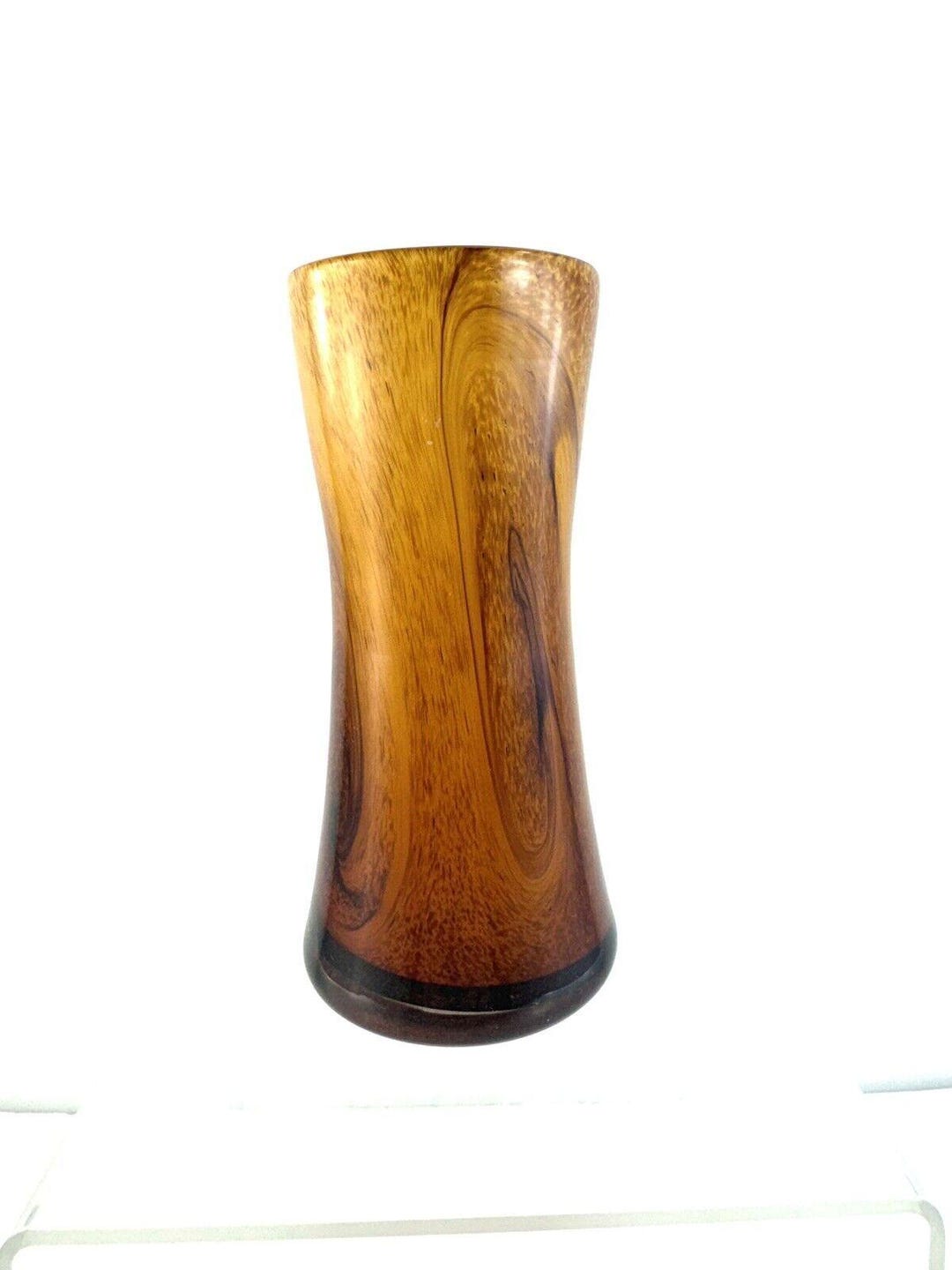 Vintage Swirled Blown Glass Cylinder Vase With Brown and Black Swirls ...